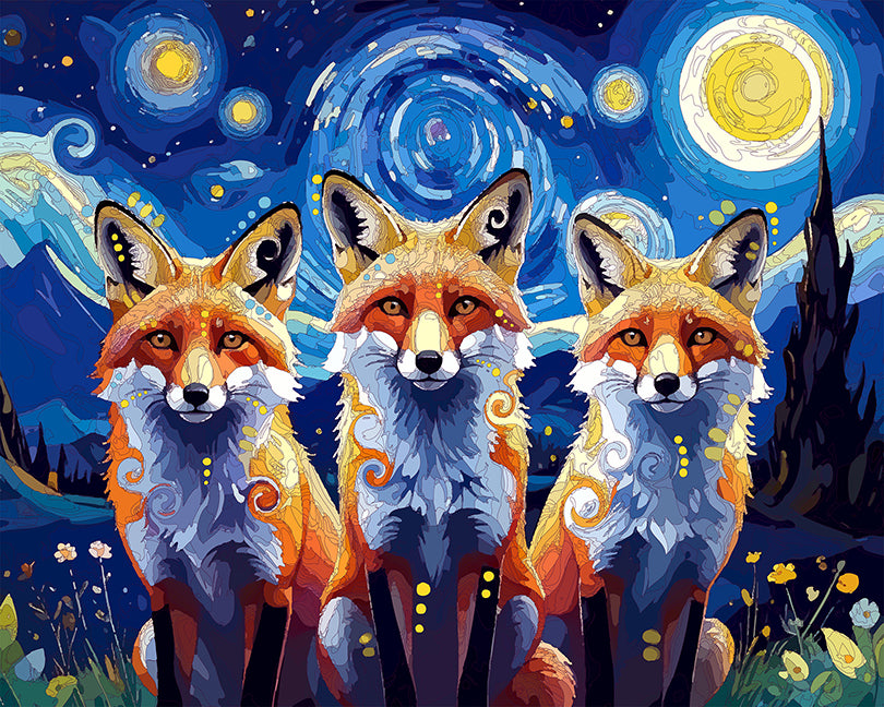 The Starry Fox Trio Mini Print (Ltd. Edition) (102125) – Dean Russo Art ...